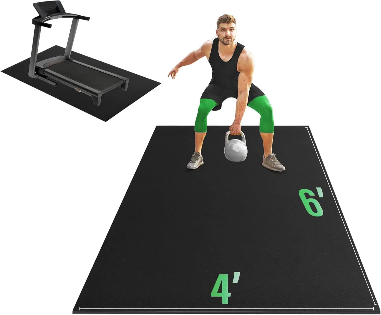 Yes4All 6'x4' Thick Rubber Exercise Mat for Floor Workouts ...